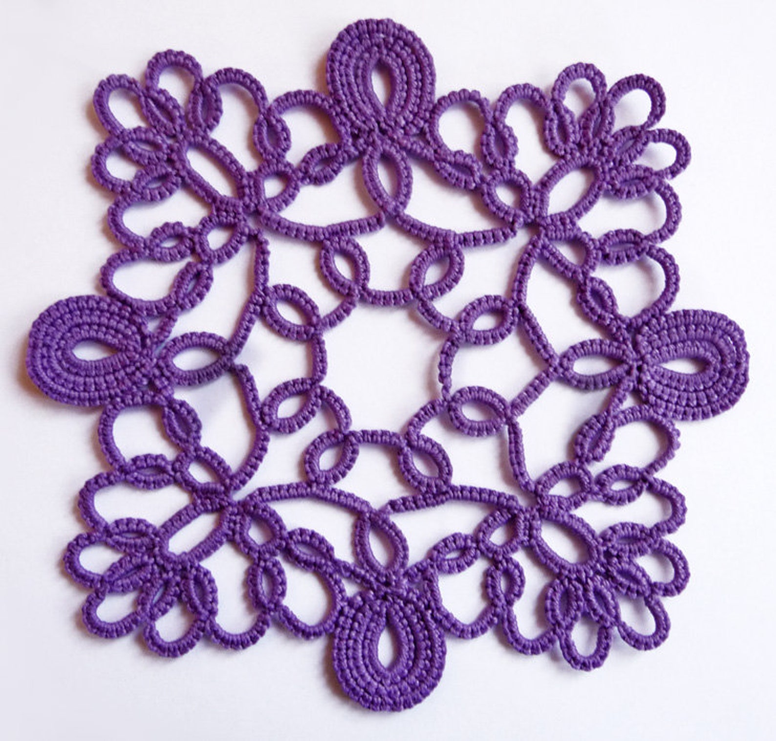 Needle Tatting Pattern Square Doily Diana PDF Tutorial | Etsy