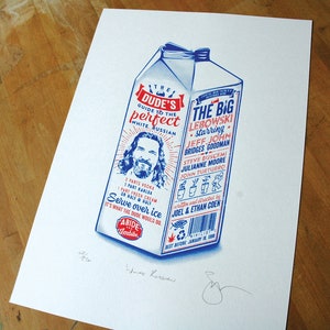The Big Lebowski 'white Russian Hand Pulled Limited Edition Screen ...