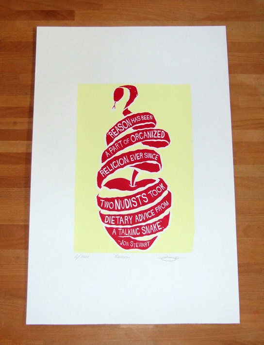 Hand Pulled Limited Edition Jon Stewart Reason Screen Print | Etsy