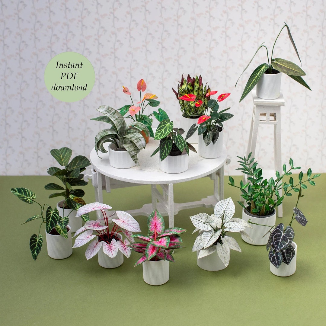 Miniature Paper Houseplants DIY (set 3) - 1:12 Dollhouse Plants - PDF ...