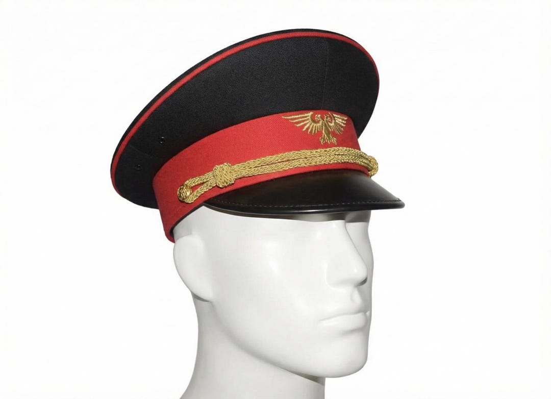 Red & Black Officer Peaked Cap – Military Style Hat for Steampunk ...