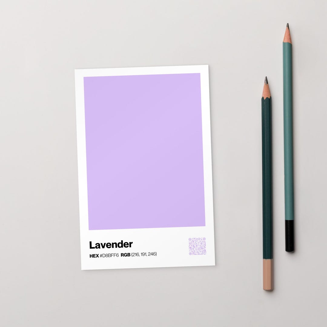 Lavender Color Swatch Postcard, Hex Code Reference Card, Colorful ...