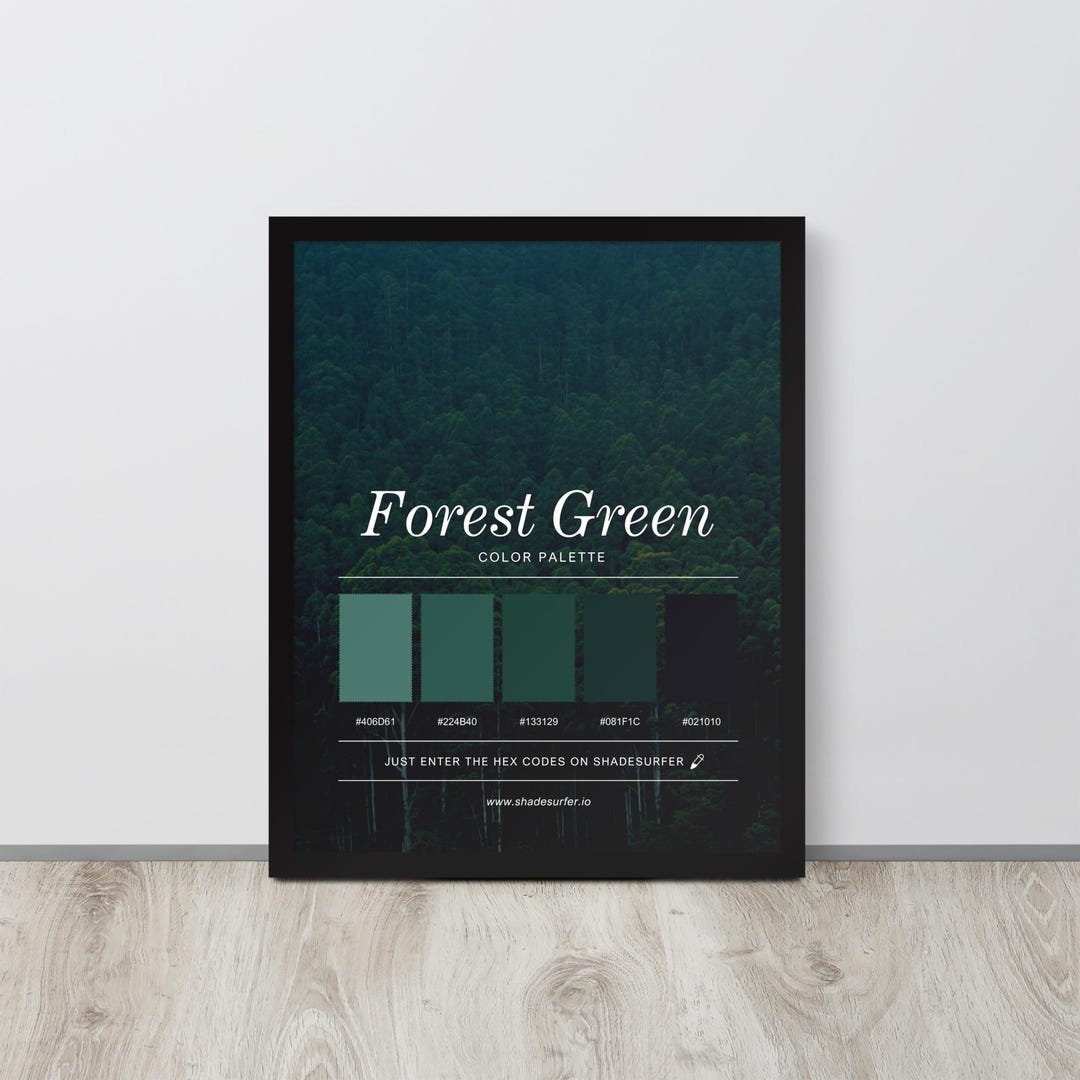 Forest Green Color Palette Framed Poster, Hex Codes Design - Etsy