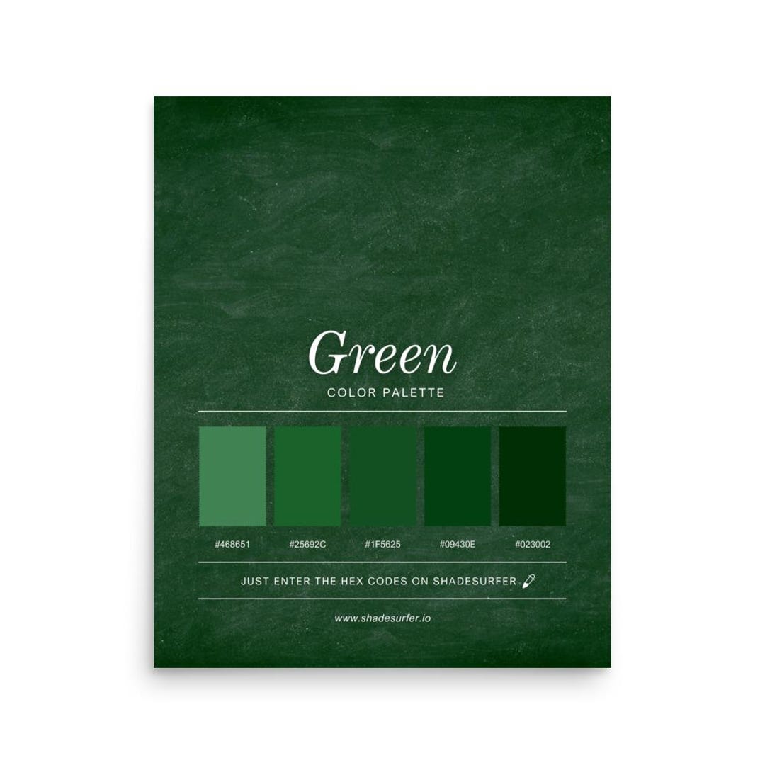 Green Color Palette Poster, Hex Codes Design, Colorful Art Print - Etsy