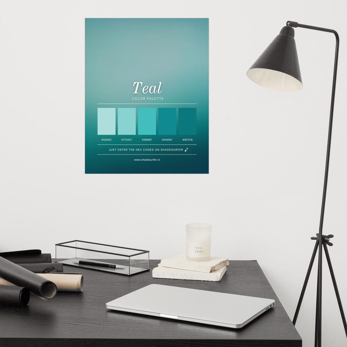 Teal Color Palette Poster, Hex Codes Design, Blue Art Print - Etsy