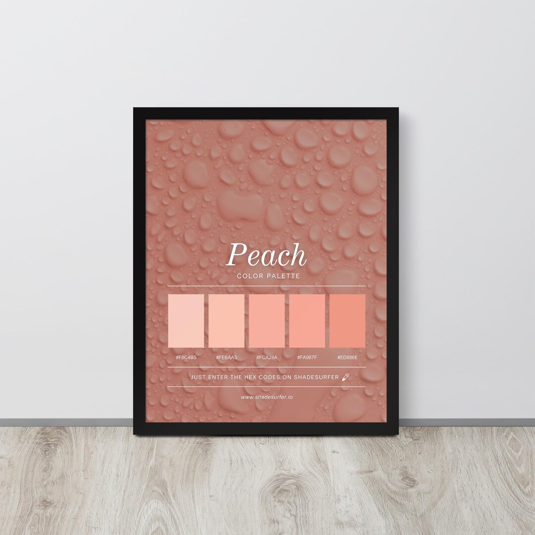 Peach Color Palette Framed Art Print, Hex Codes Design - Etsy