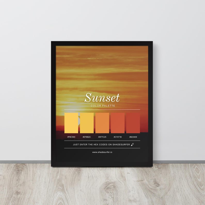 Sunset Color Palette Print, Printable Wall Art, Instant Digital ...