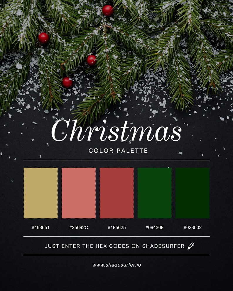 Christmas Color Palette Print, Printable Wall Art, Instant Digital ...