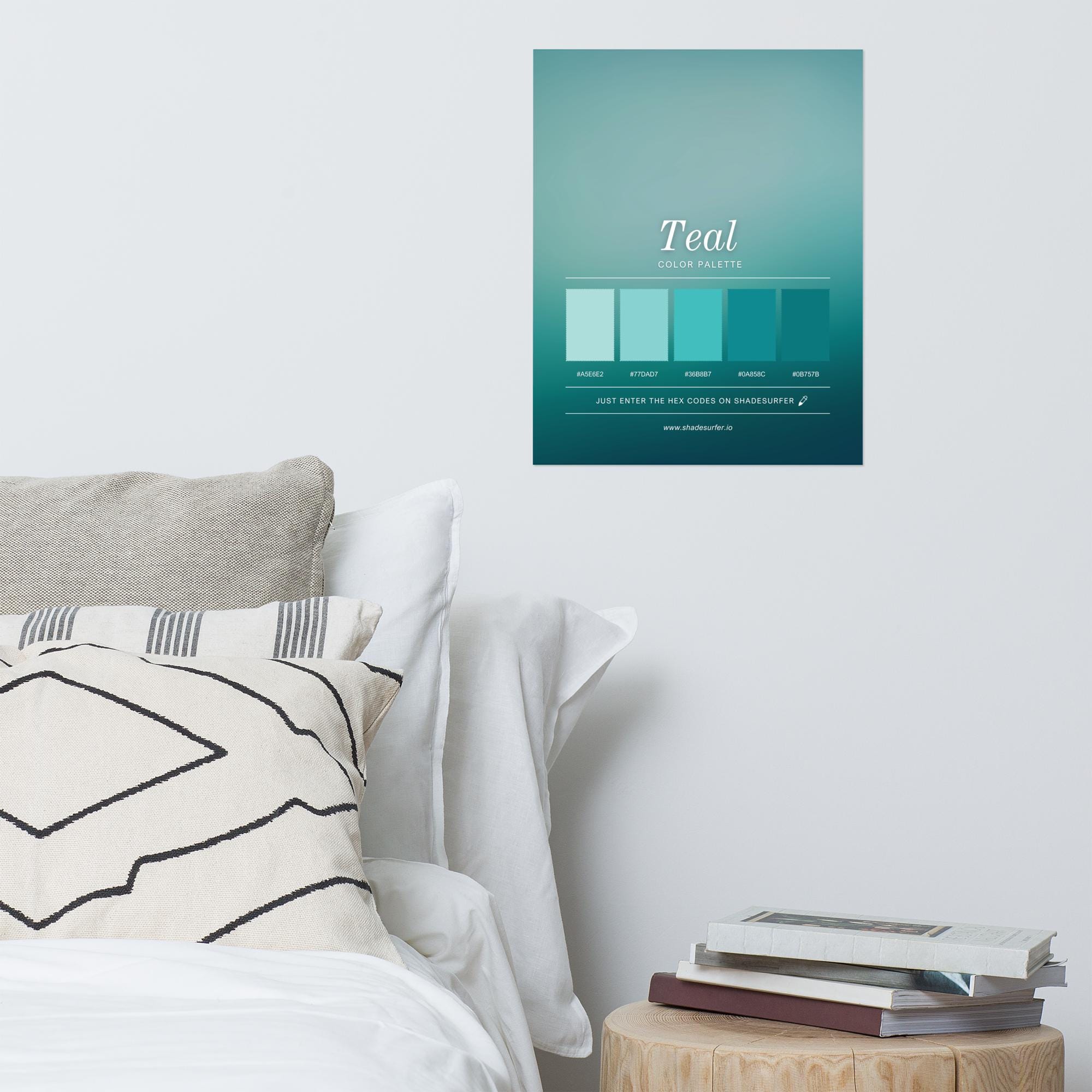 Teal Color Palette Poster, Hex Codes Design, Blue Art Print - Etsy