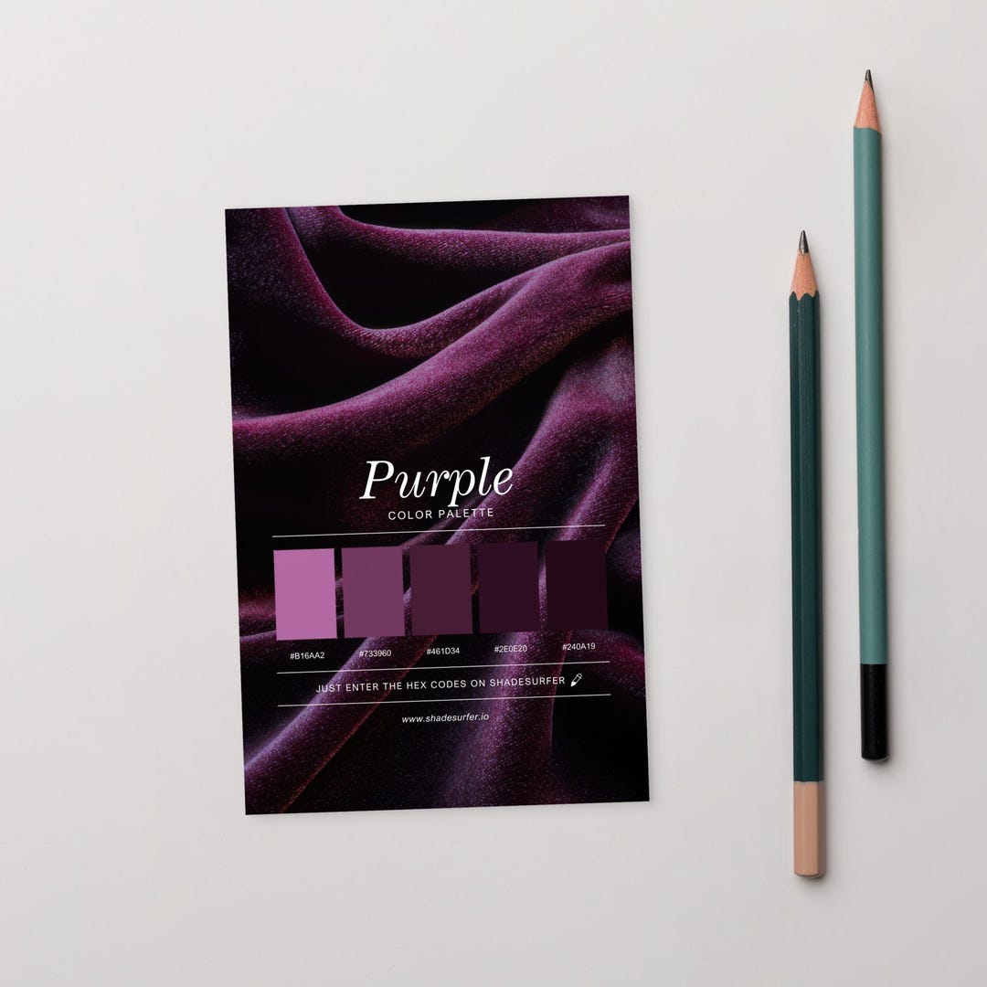 Purple Color Palette Postcard, Swatch Reference Card, Hex Codes Design ...