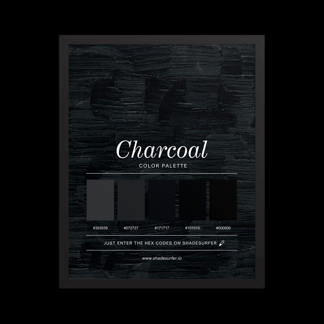 Charcoal Color Palette Print, Printable Wall Art, Instant Digital ...