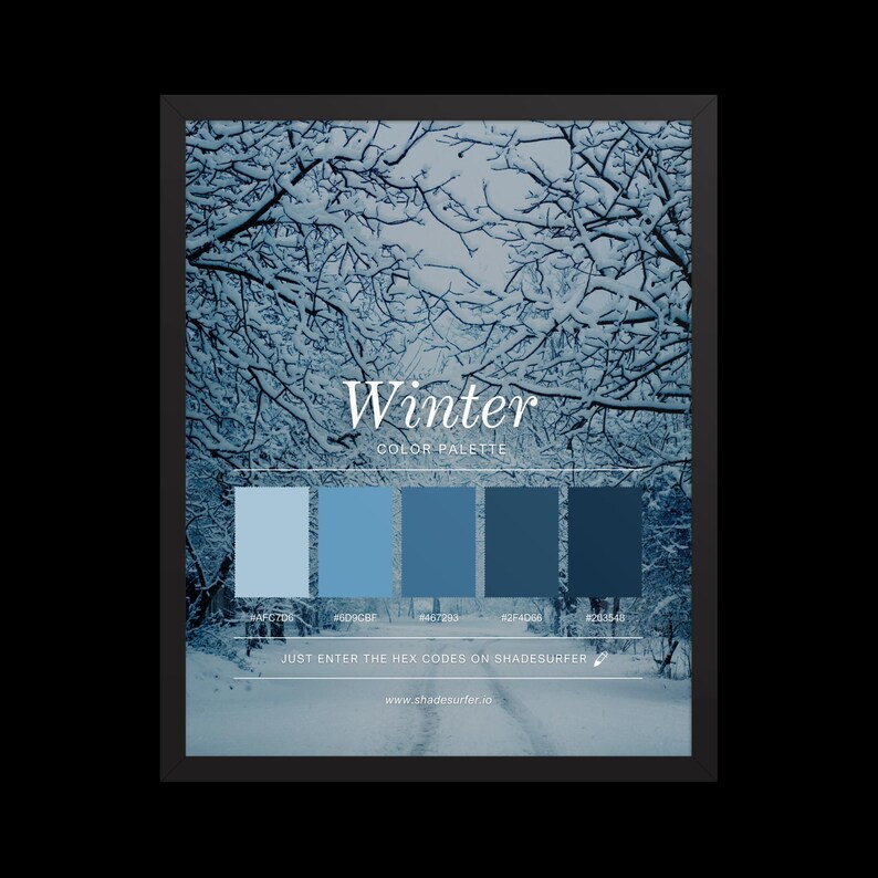 Winter Color Palette Print, Printable Wall Art, Instant Digital ...