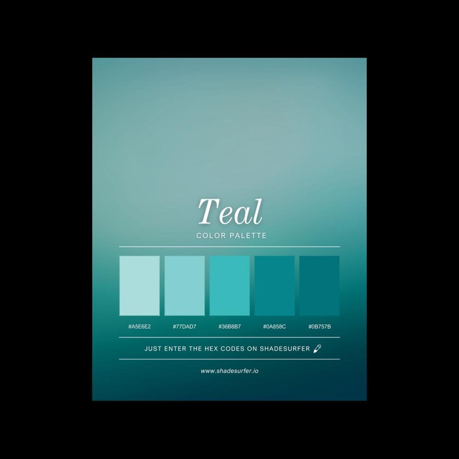 Teal Color Palette Poster, Hex Codes Design, Blue Art Print - Etsy