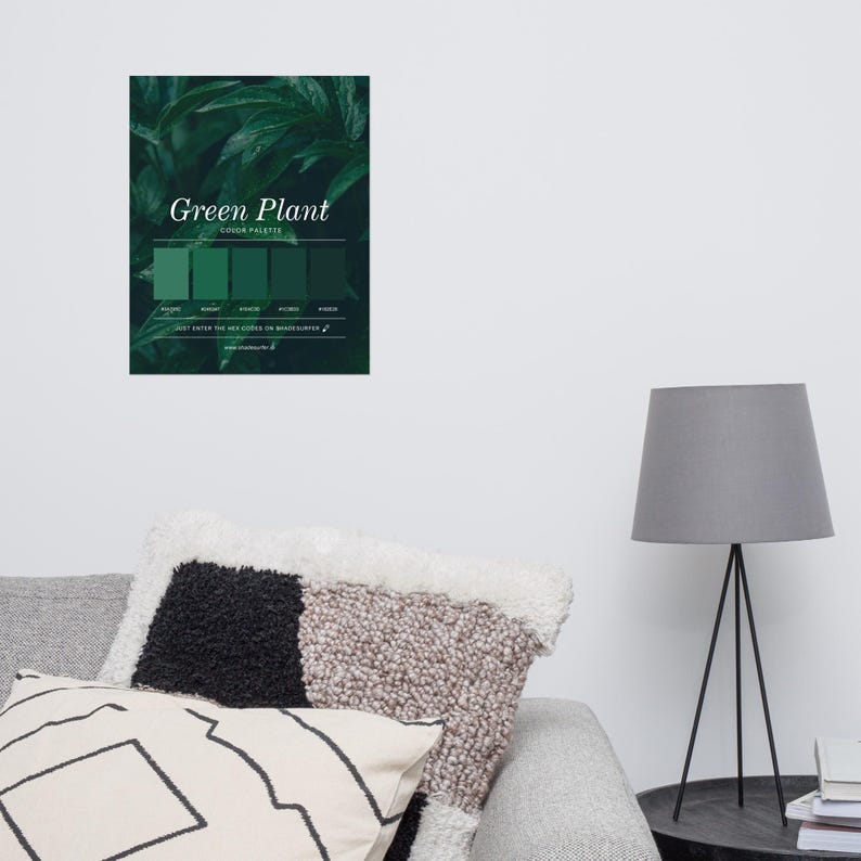 Green Plant Color Palette Poster, Hex Codes Design, Botanical Wall Art ...
