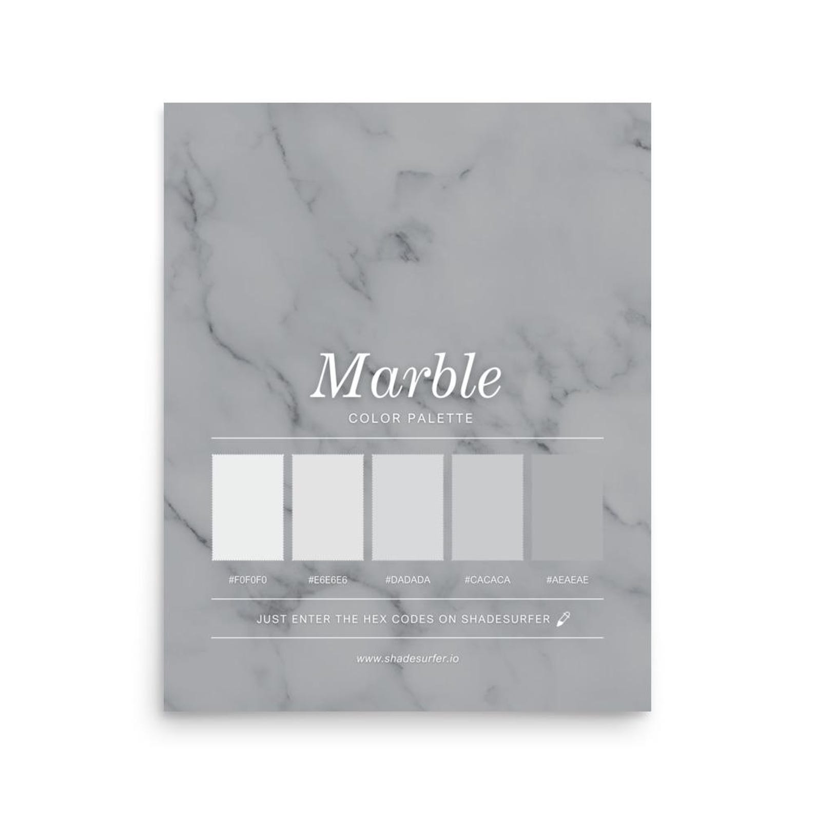 Marble Color Palette Poster, 16" X 20" Colorful Theme Print, Enhanced ...
