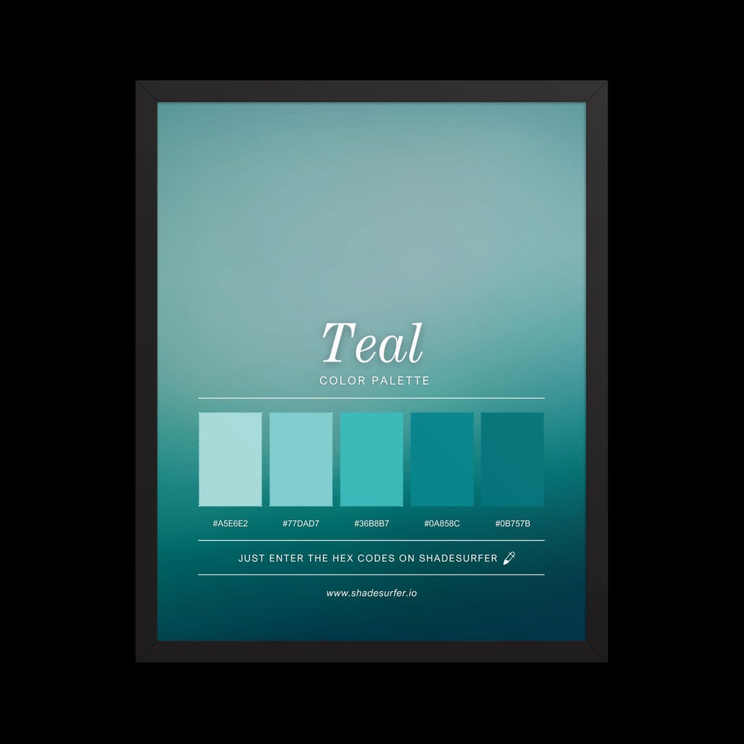 Teal Color Palette Print, Printable Wall Art, Instant Digital Download ...
