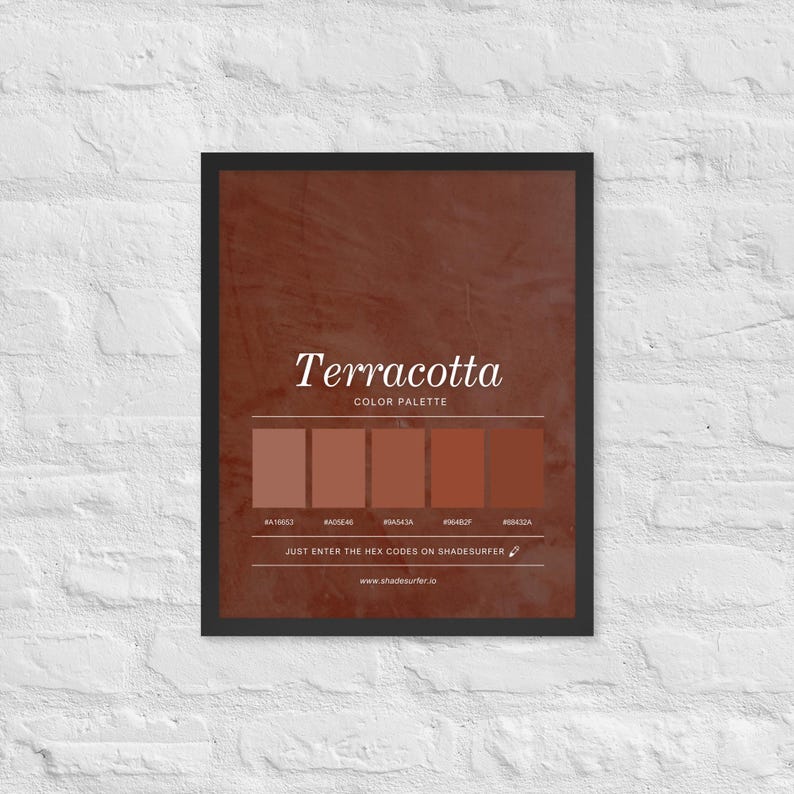 Terracotta Color Palette Framed Print, Hex Codes Design (16x20) - Etsy