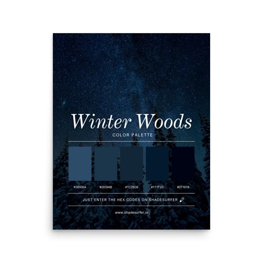 Winter Woods Color Palette Poster, Hex Codes Design, Colorful Art Print ...