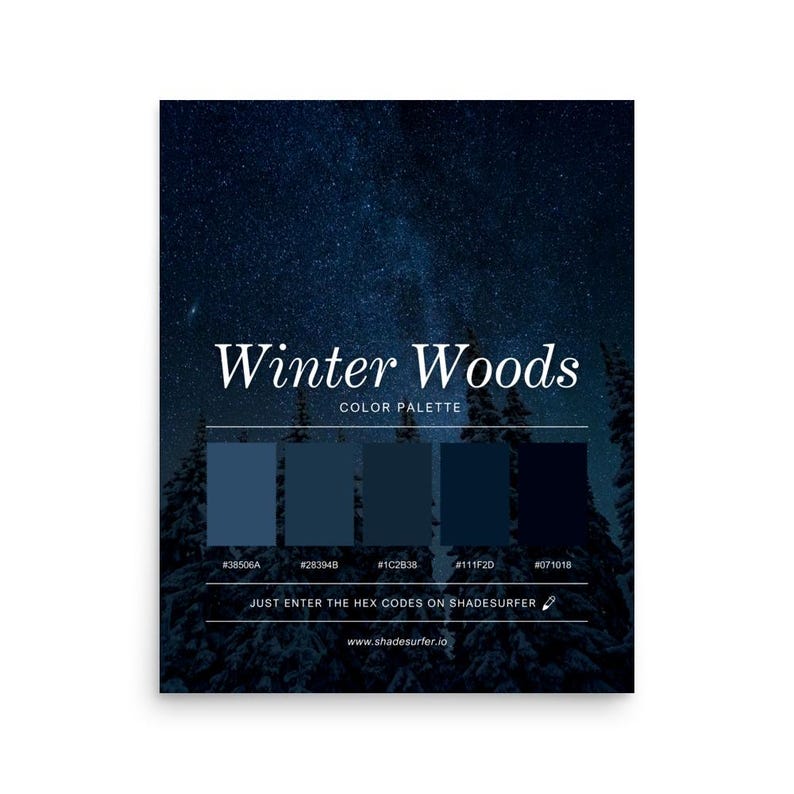Winter Woods Color Palette Poster, Hex Codes Design, Colorful Art Print ...
