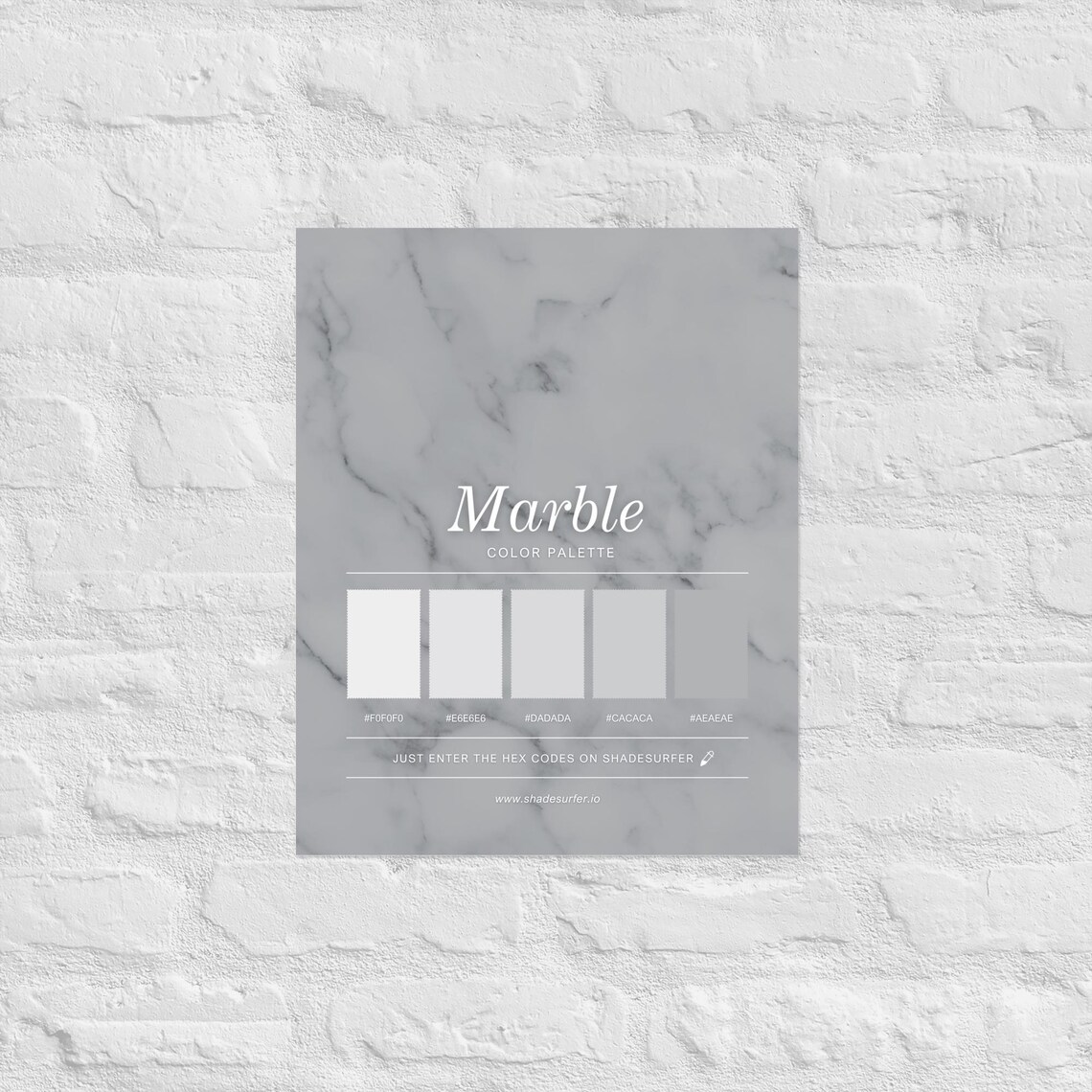Marble Color Palette Poster, 16" X 20" Colorful Theme Print, Enhanced ...