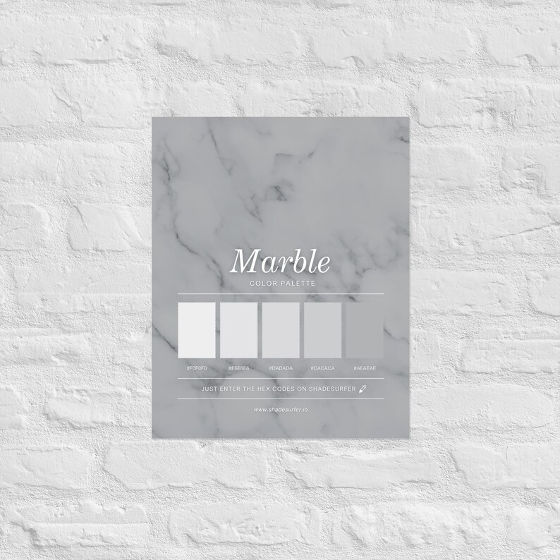 Marble Color Palette Poster, 16" X 20" Colorful Theme Print, Enhanced ...