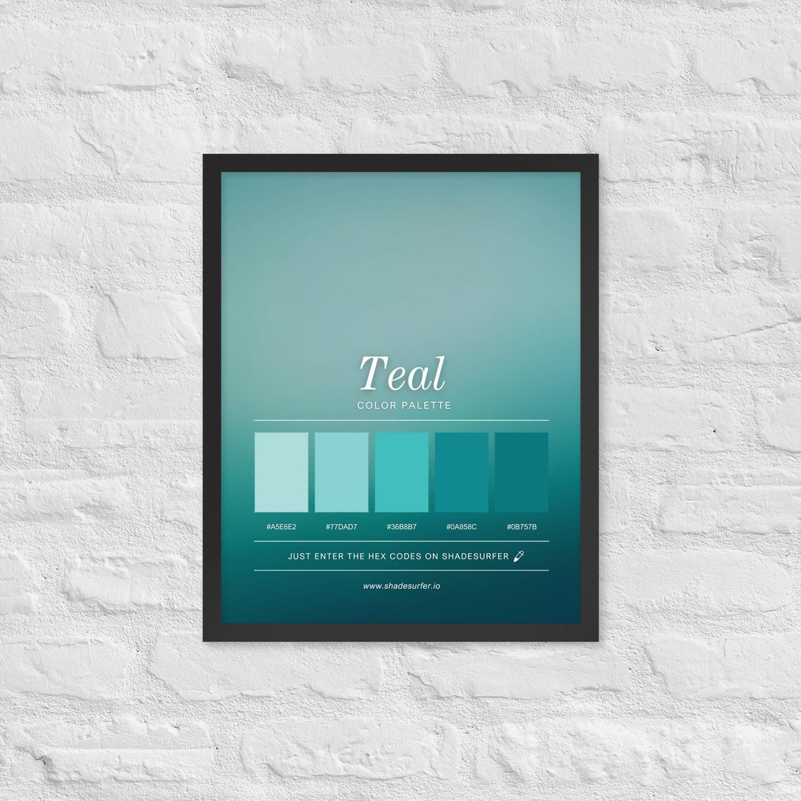 Teal Color Palette Print, Printable Wall Art, Instant Digital Download ...