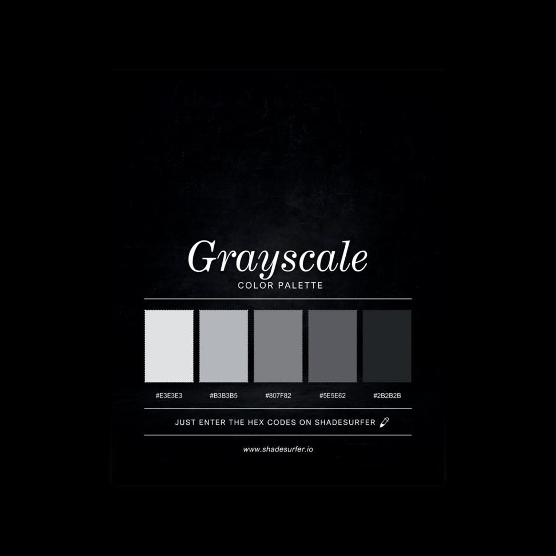 Grayscale Color Palette Poster, Hex Codes Design, Grey Art Print - Etsy
