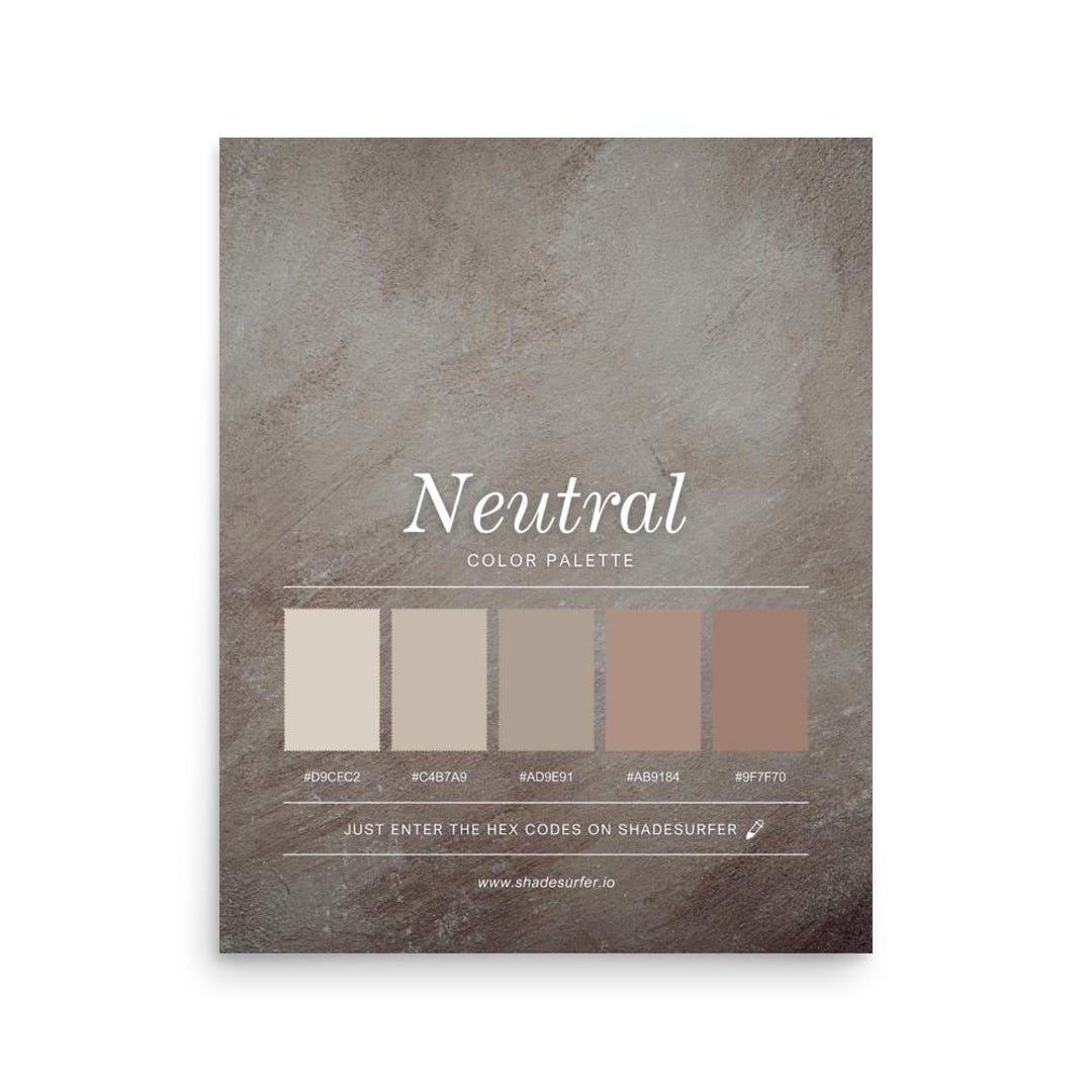 Neutral Color Palette Poster, Hex Codes Design, Calming Art Print - Etsy