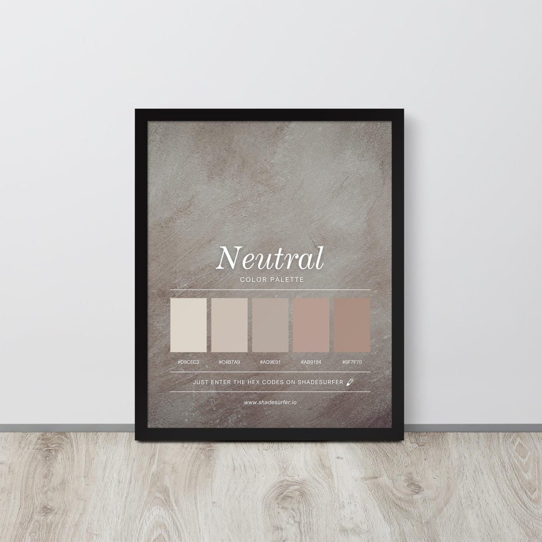 Neutral Color Palette Framed Art Print, Hex Codes Design (16x20) - Etsy
