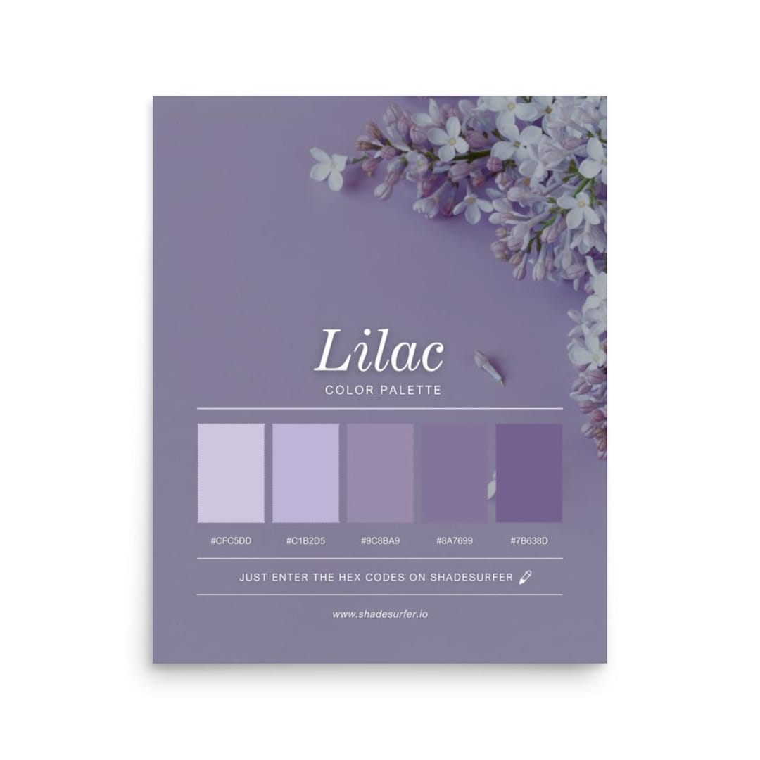 Lilac Color Palette Poster, 16" X 20" Colorful Theme Print, Enhanced ...