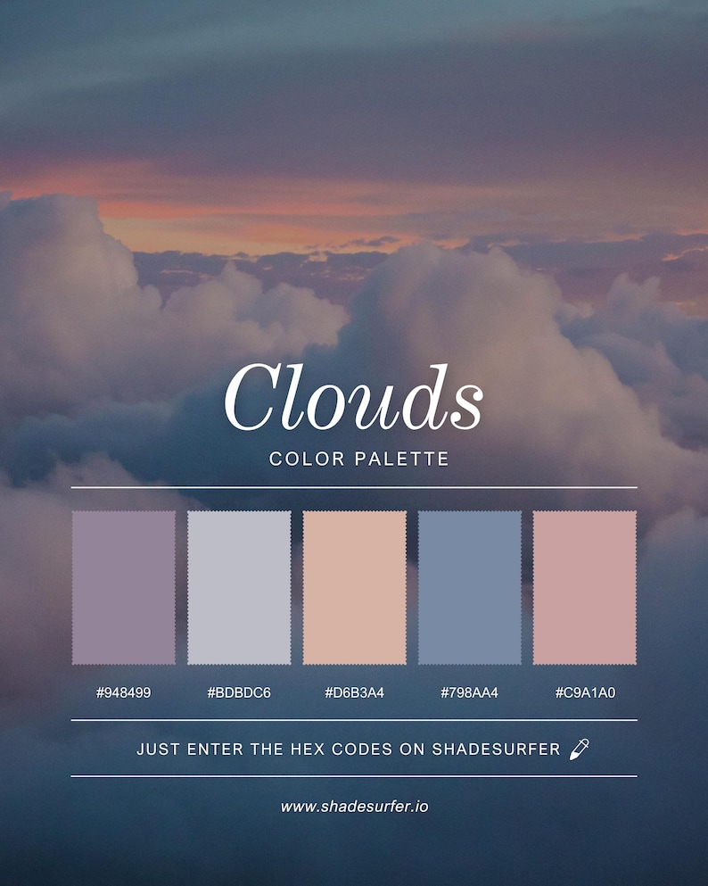 Clouds Color Palette Print, Printable Wall Art, Instant Digital ...