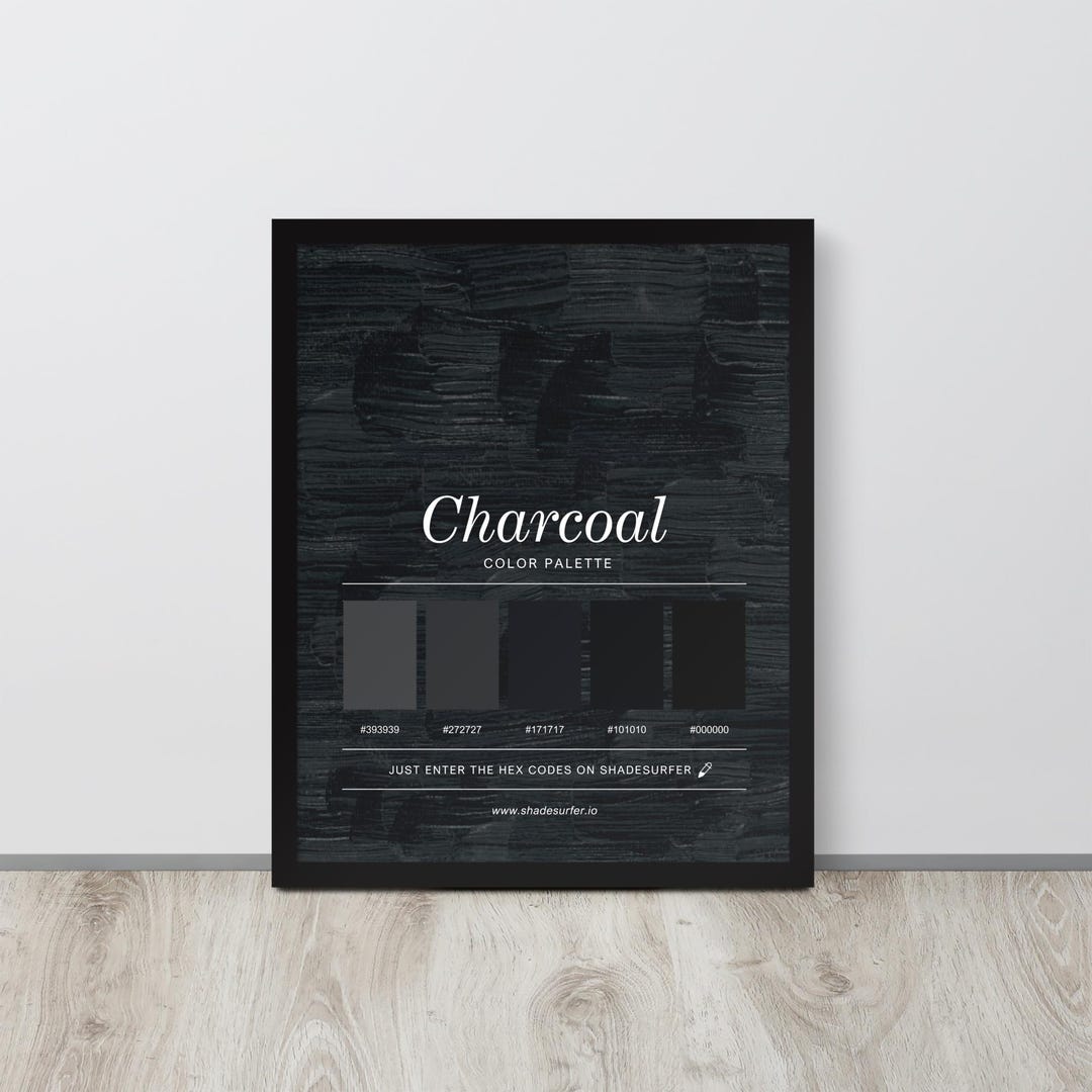 Charcoal Color Palette Framed Poster, Hex Codes Design - Etsy