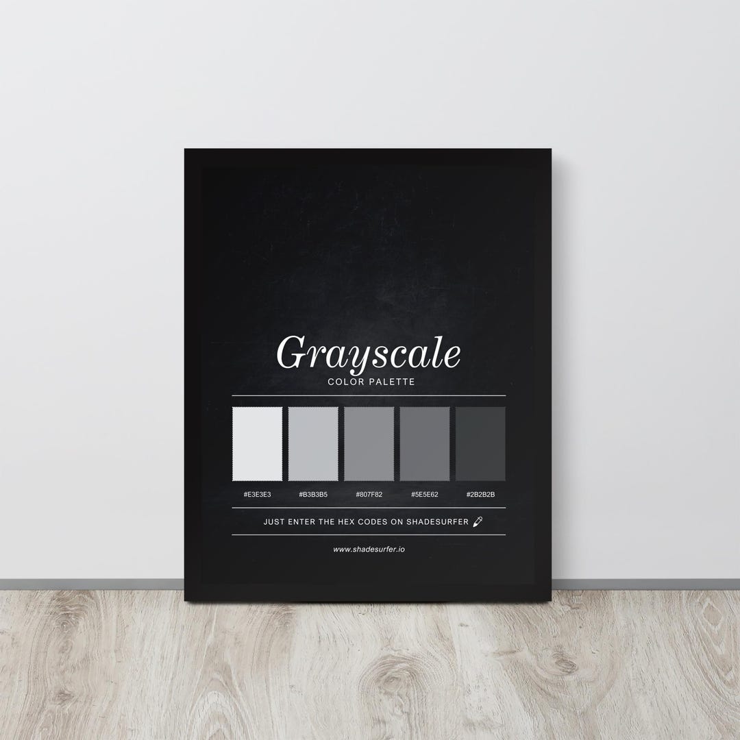 Grayscale Color Palette Framed Poster, Hex Codes Design, Matte Print - Etsy