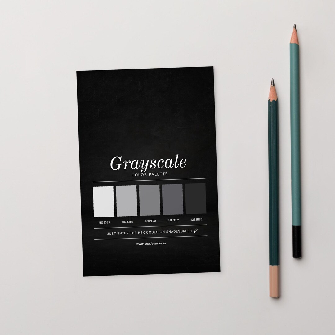 Grayscale Color Palette Postcard, Swatch Reference Card, Hex Codes ...