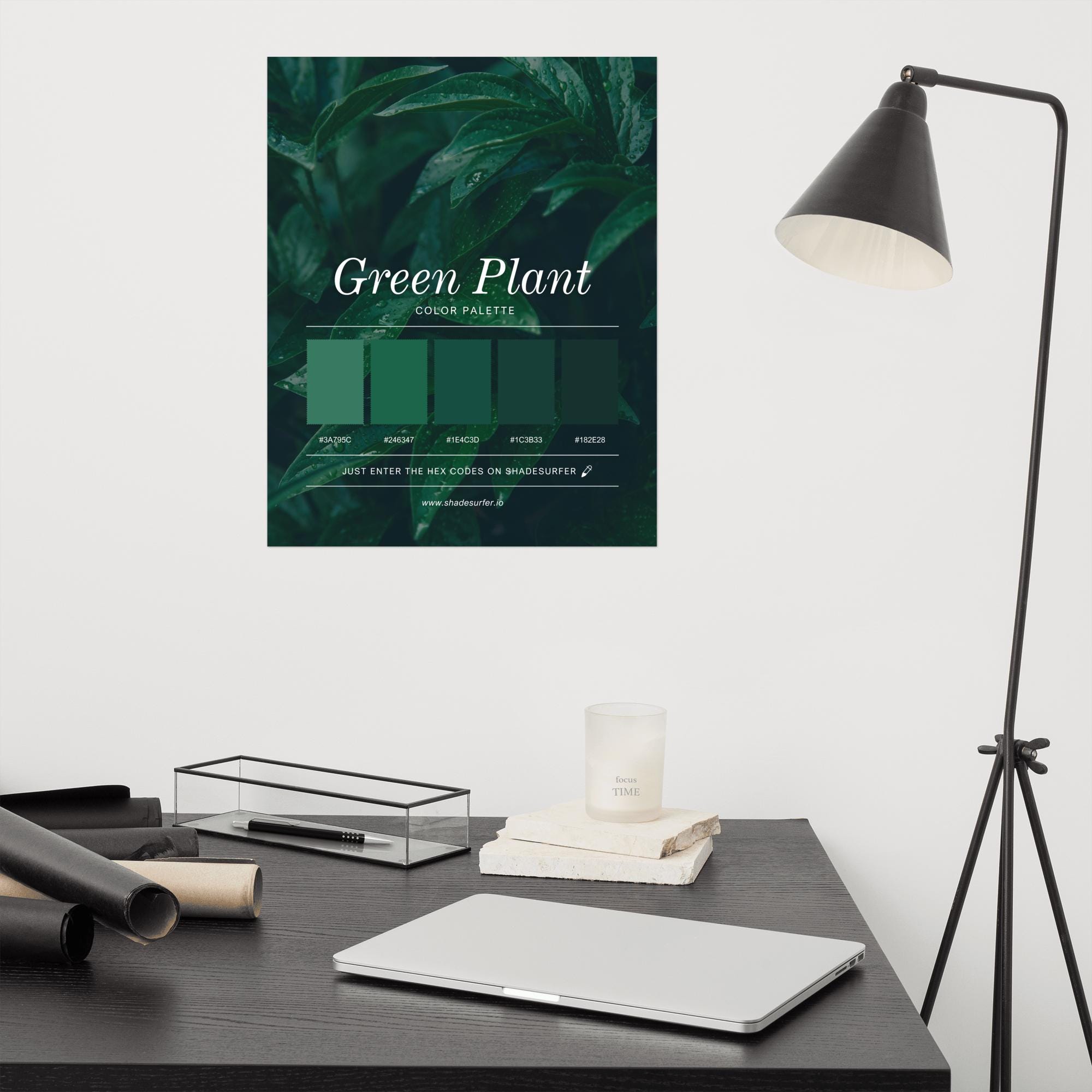 Green Plant Color Palette Poster, Hex Codes Design, Botanical Wall Art ...