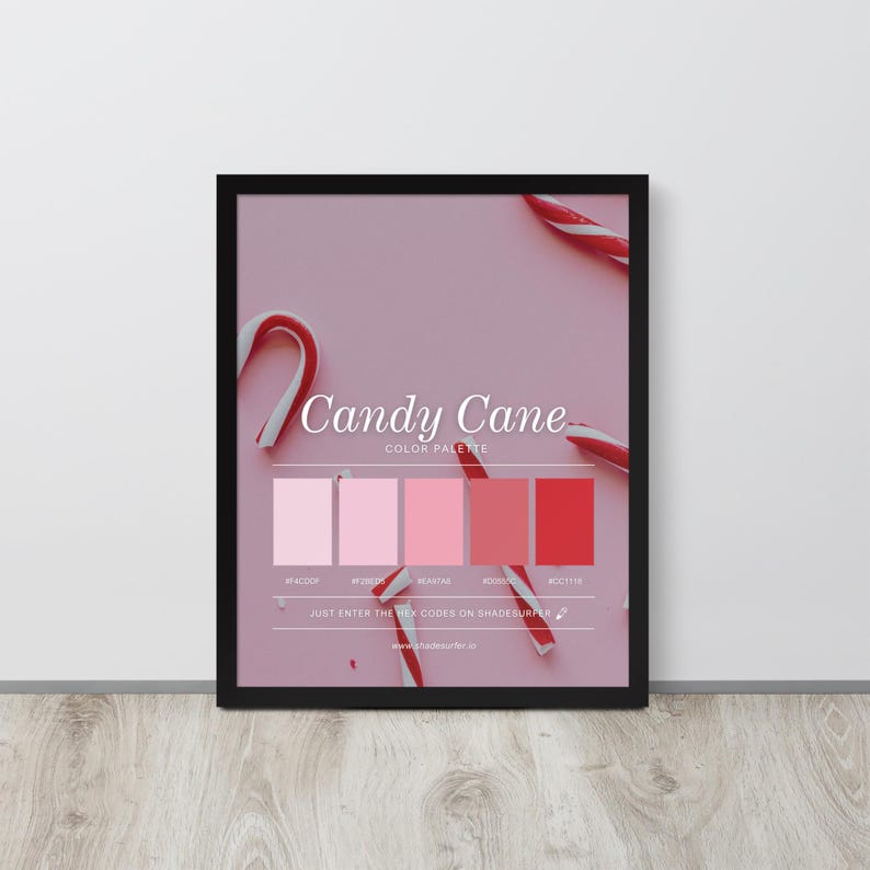 Candy Cane Color Palette Framed Poster, Hex Codes Theme Print - Etsy