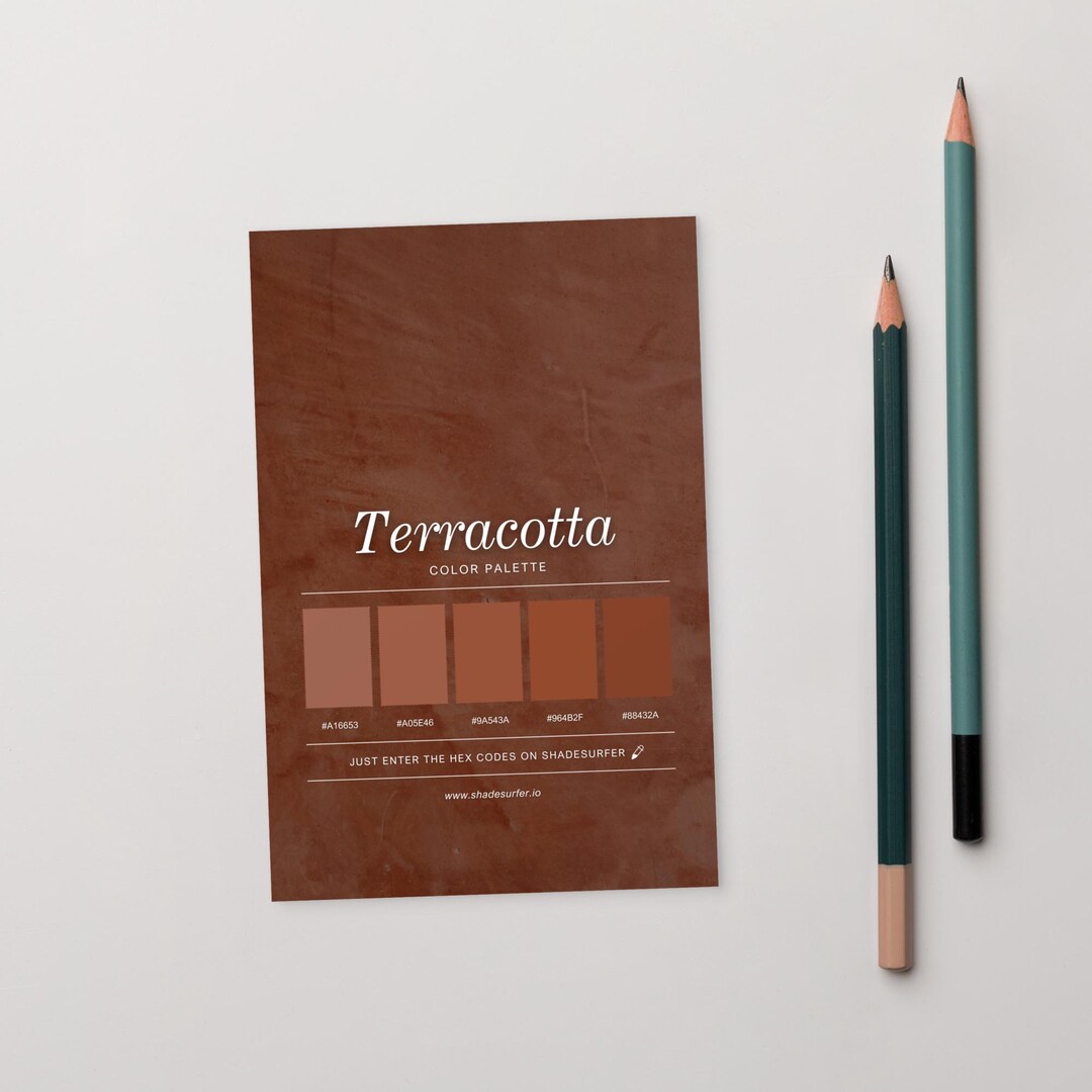 Terracotta Color Palette Postcard, Swatch Reference Card, Hex Codes ...