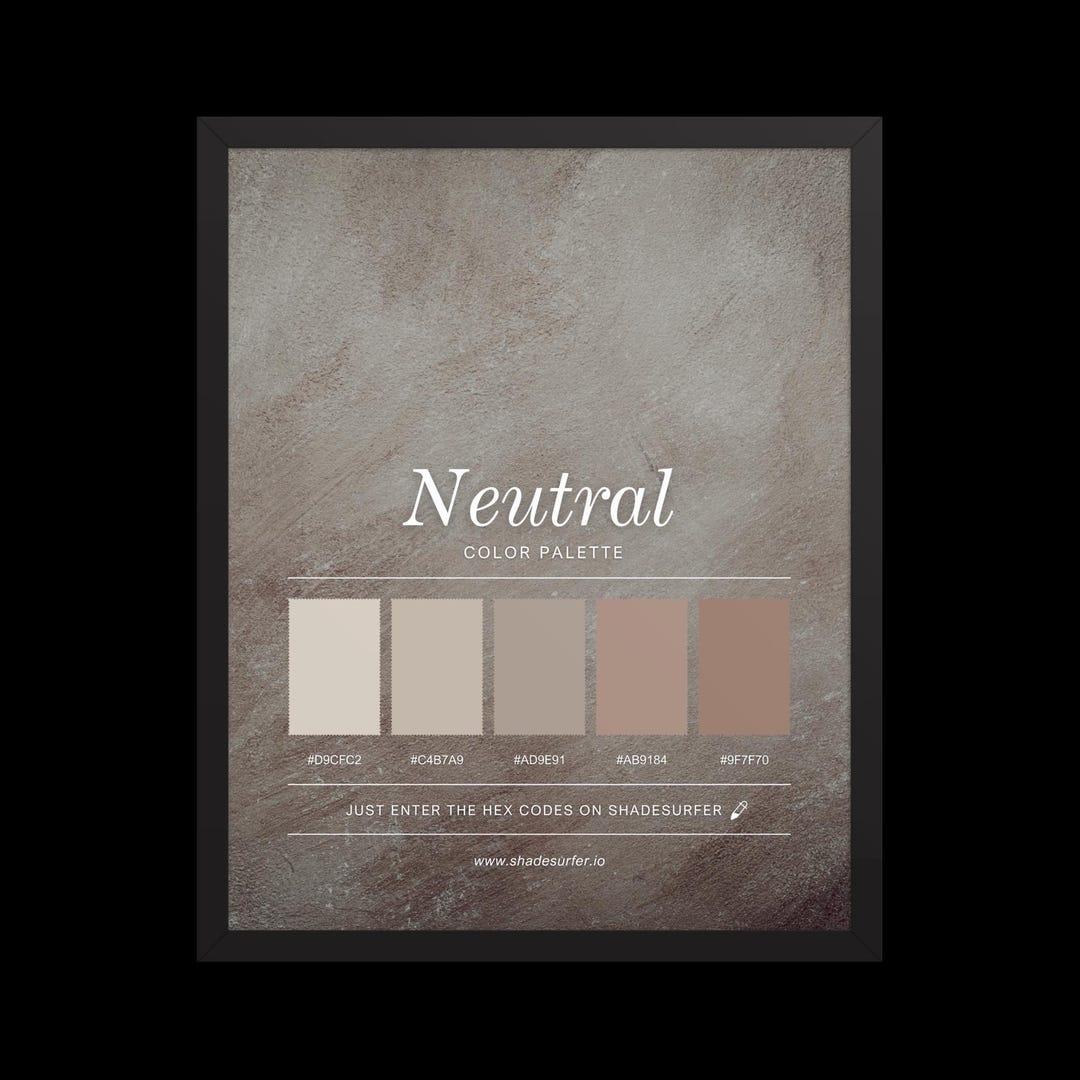 Neutral Color Palette Print, Printable Wall Art, Instant Digital ...