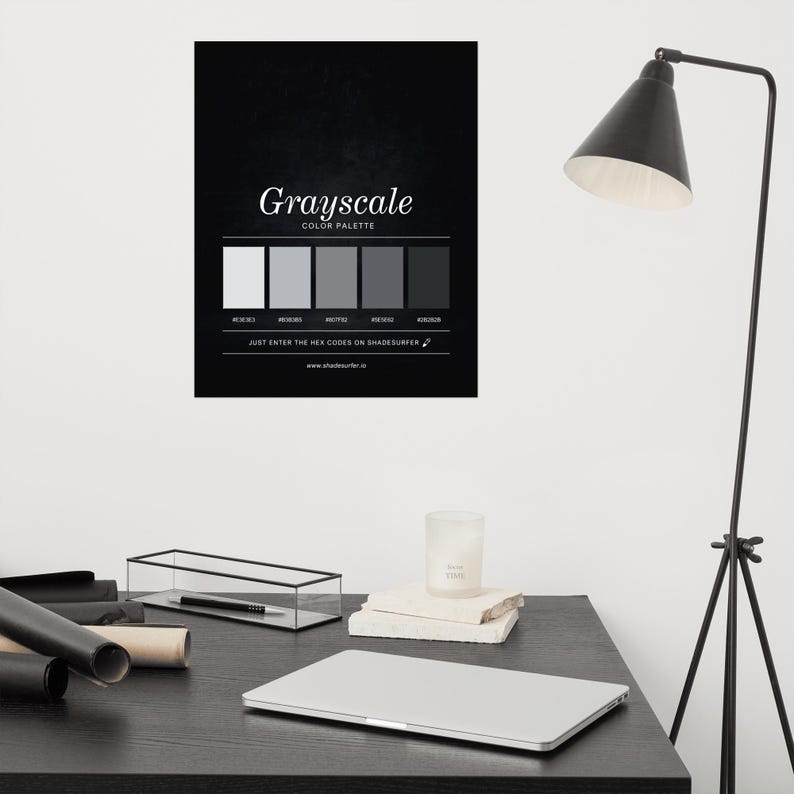 Grayscale Color Palette Poster, Hex Codes Design, Grey Art Print - Etsy