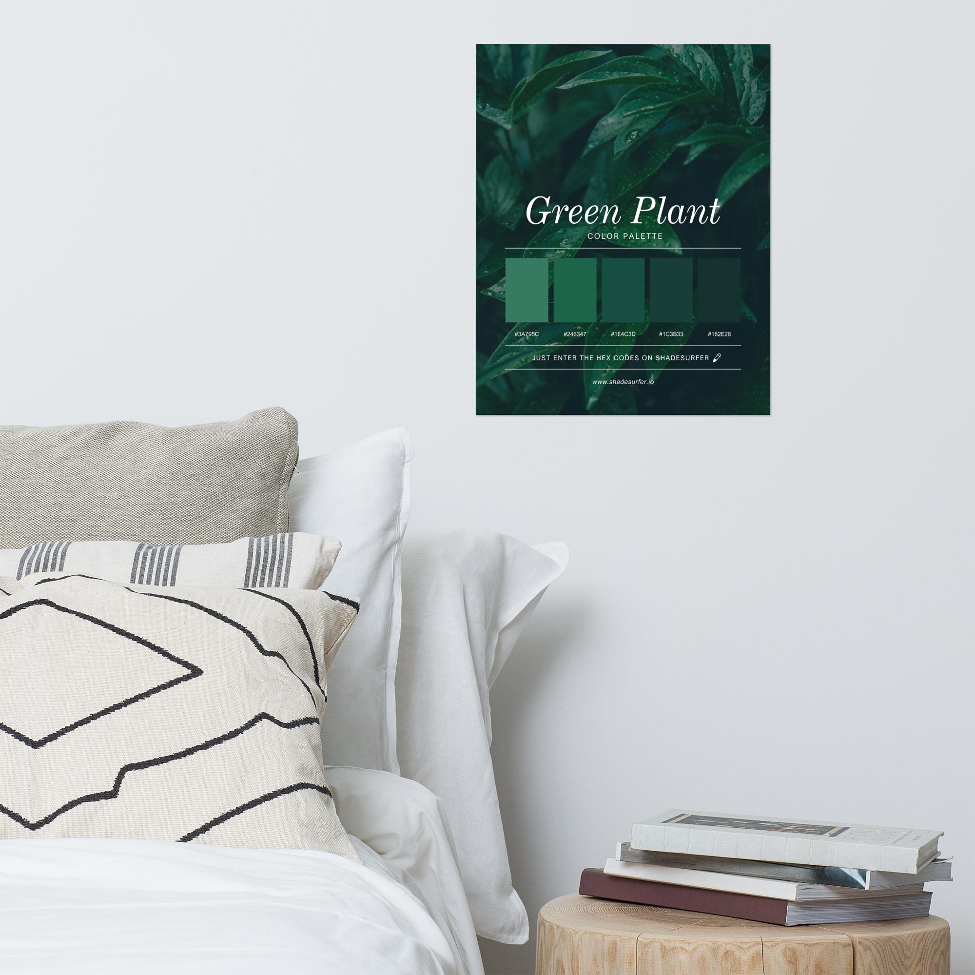 Green Plant Color Palette Poster, Hex Codes Design, Botanical Wall Art ...
