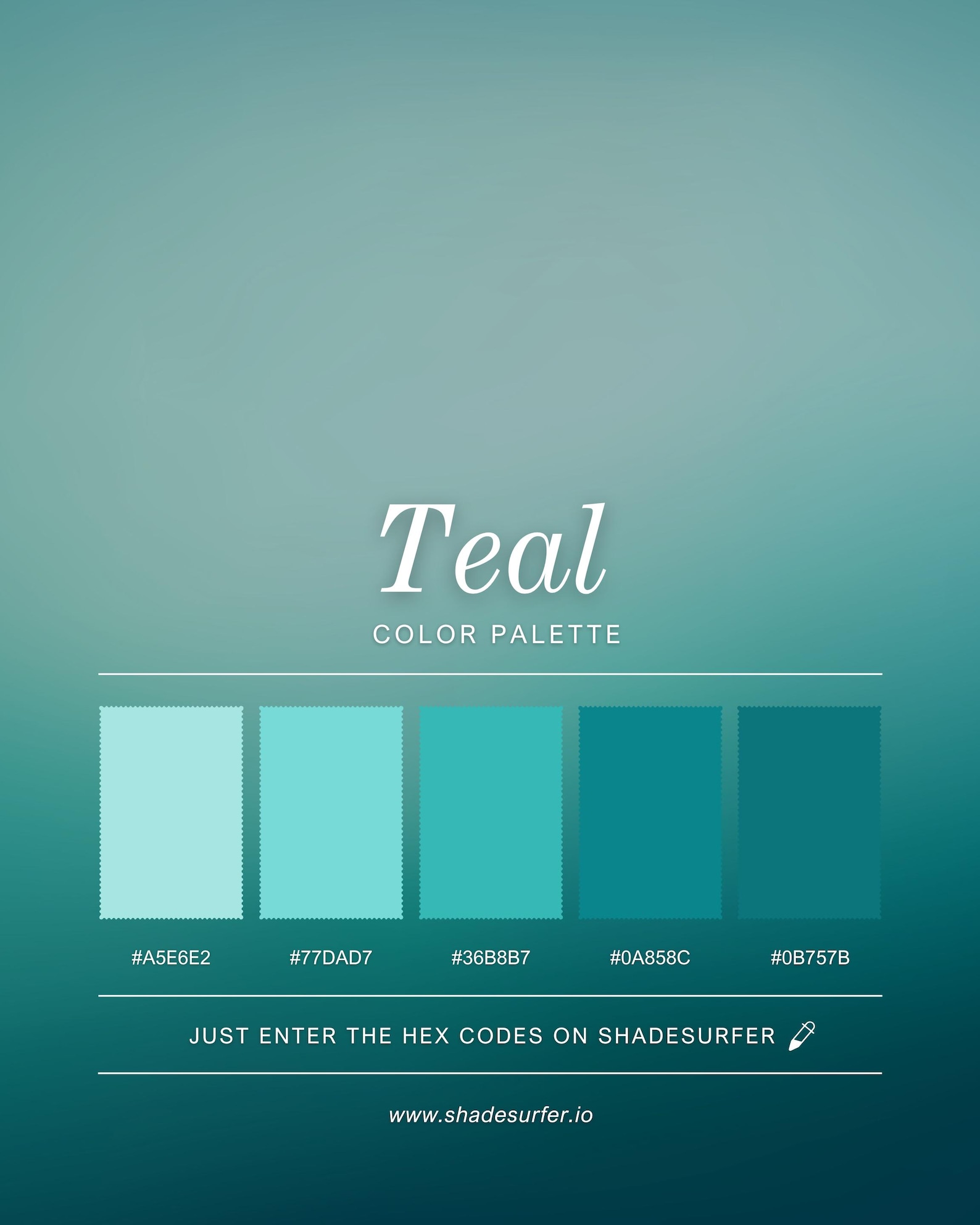 Teal Color Palette Poster, Hex Codes Design, Blue Art Print - Etsy