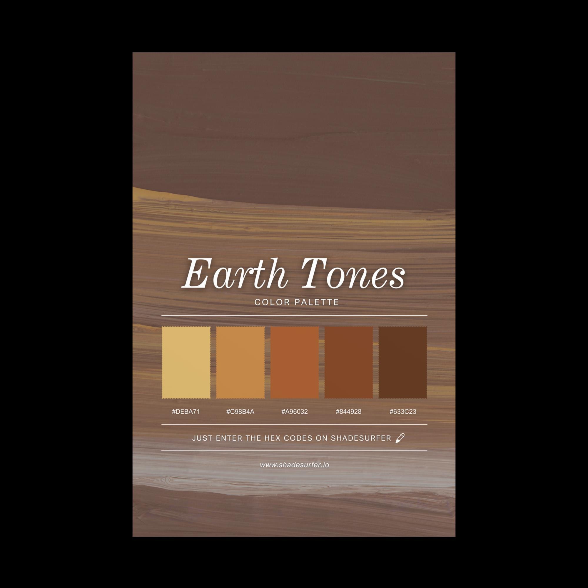 Earth Tones Color Palette Postcard, Swatch Reference Card, Hex Codes ...