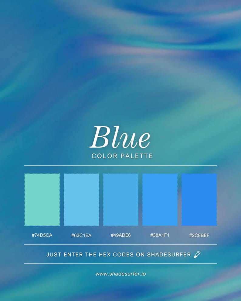 Blue Color Palette Print, Printable Wall Art, Instant Digital Download ...