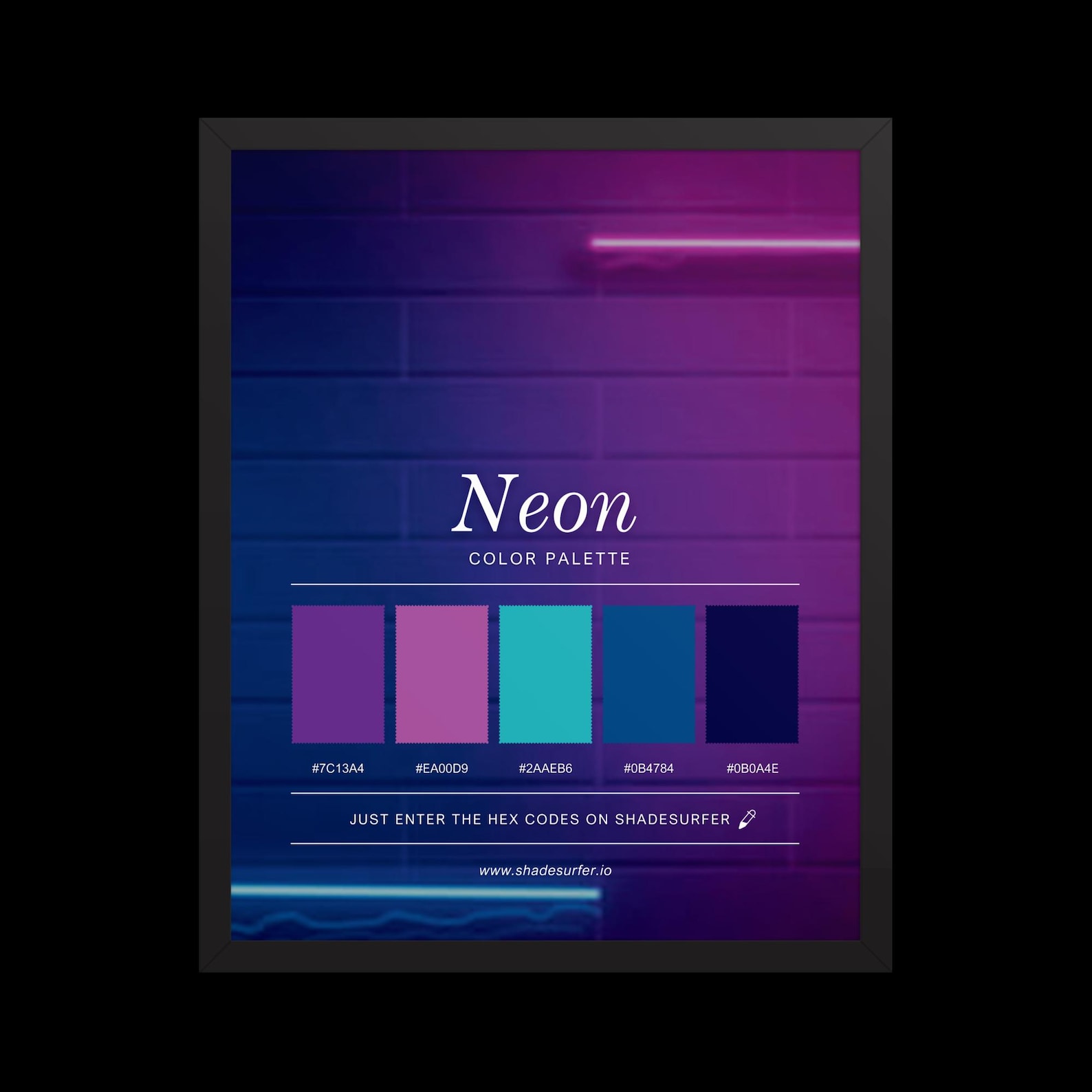 Neon Color Palette Print, Printable Wall Art, Instant Digital Download ...