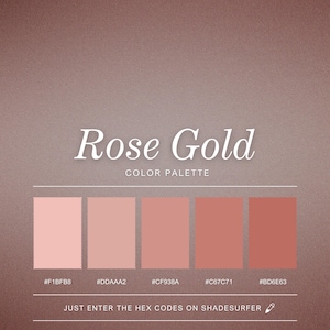 Rose Gold Color Palette Print, Printable Wall Art, Instant Digital ...