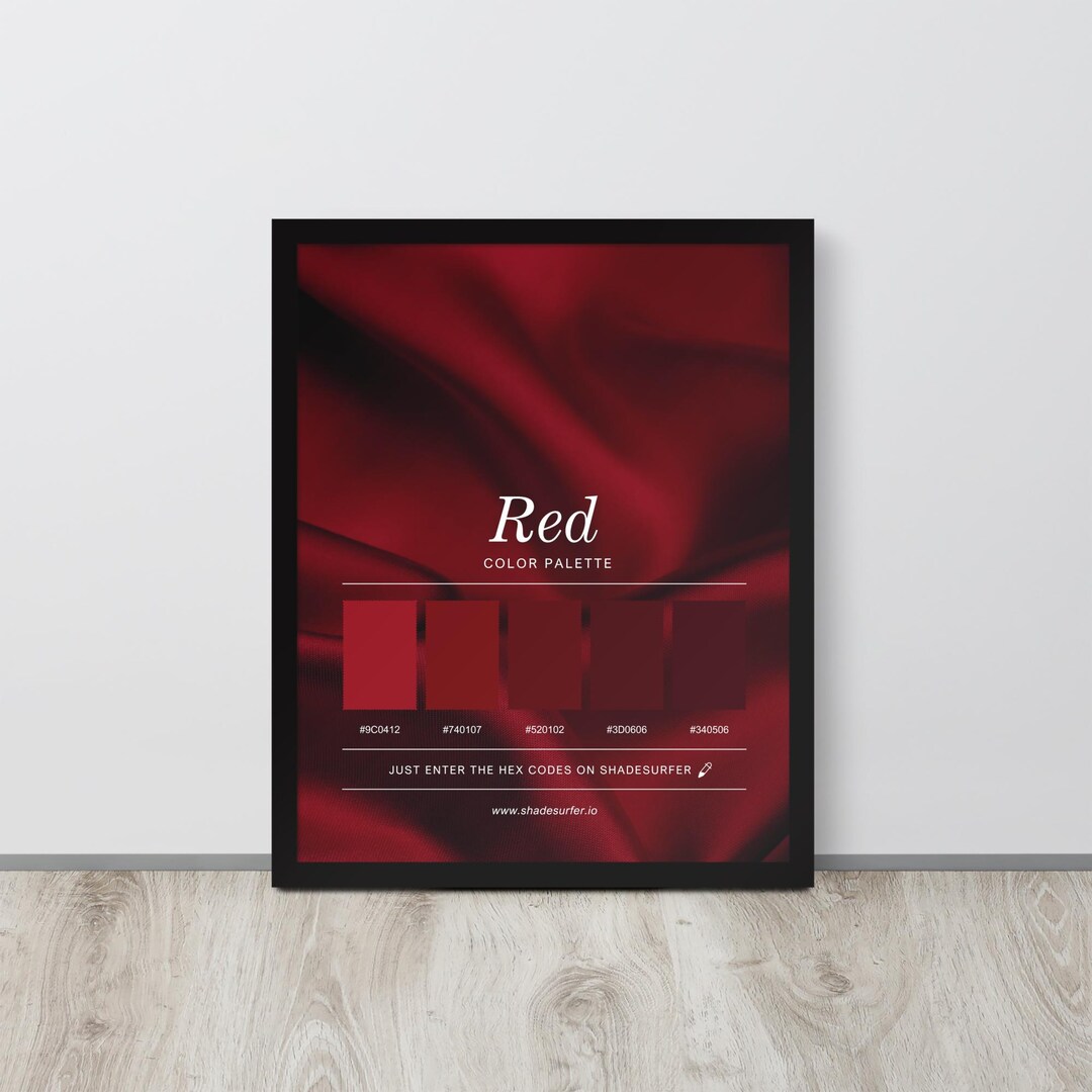 Red Color Palette Framed Art Print, Hex Codes Design - Etsy