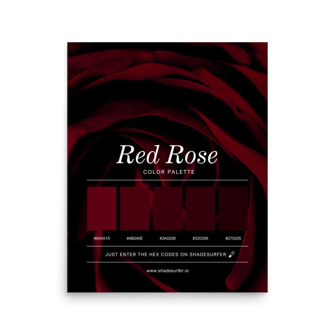 Red Rose Color Palette Poster, Hex Codes Design, Colorful Art Print - Etsy