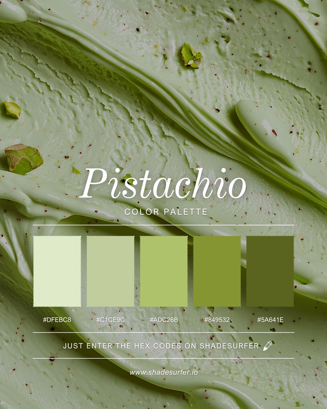 Pistachio Color Palette Poster, 16" X 20" Colorful Theme Print ...