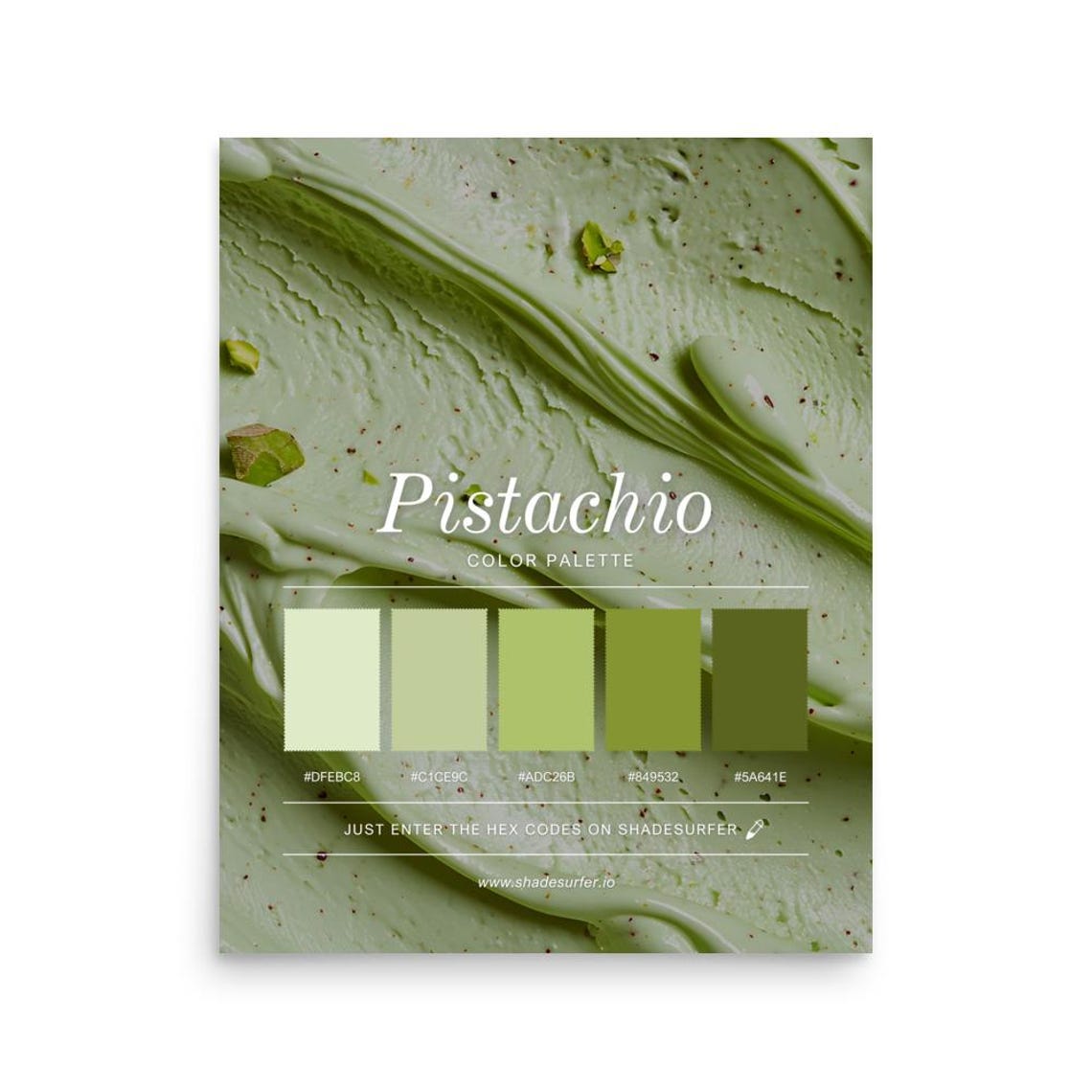 Pistachio Color Palette Poster, 16" X 20" Colorful Theme Print ...