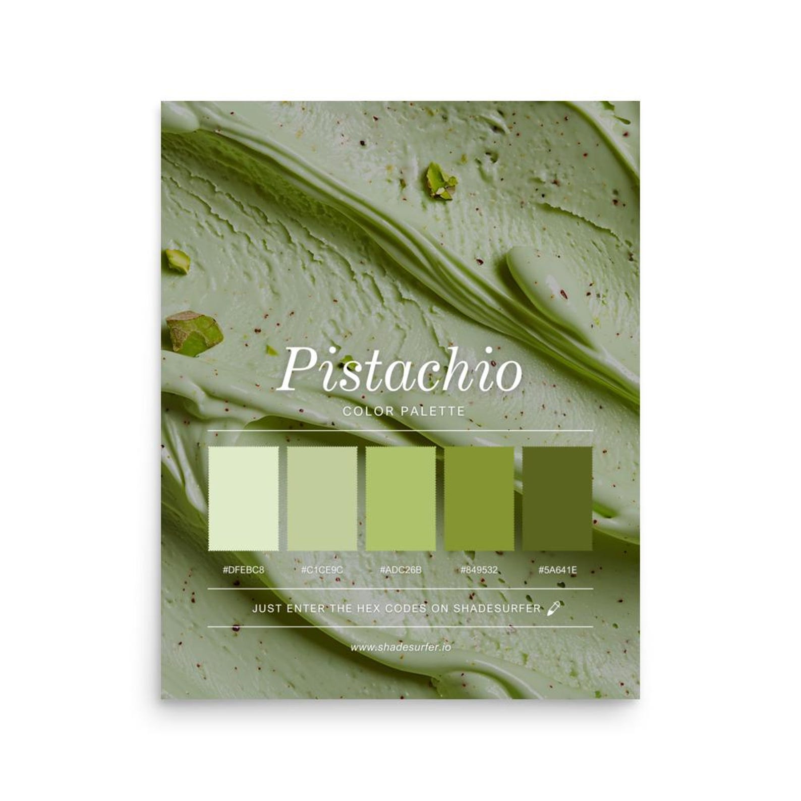 Pistachio Color Palette Poster, 16" X 20" Colorful Theme Print ...